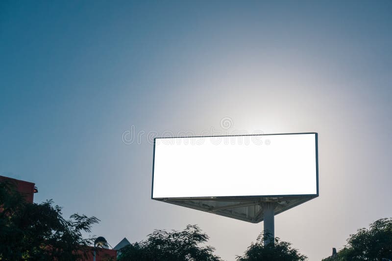 Mock Up of Triangle Billboard or Advertising Poster with Blue Sky ...