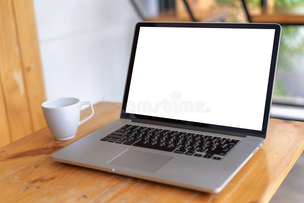 Mock Up Using Laptop with Blank Screen Computer Modern Stock Photo ...