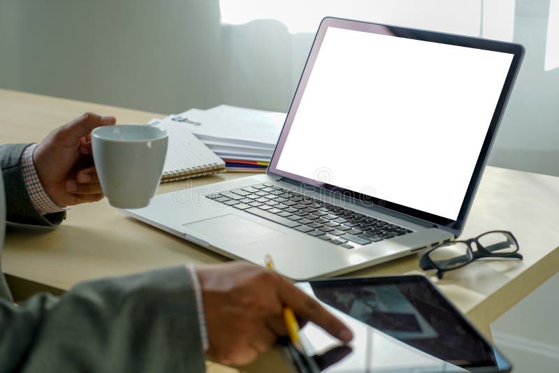 Mock Up Using Laptop with Blank Screen Computer Modern Stock Photo ... Mock Up Using Laptop with Blank Screen Computer Modern Stock Photo ...