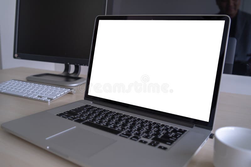 Mock Up Using Laptop with Blank Screen Computer Modern Stock Image ...