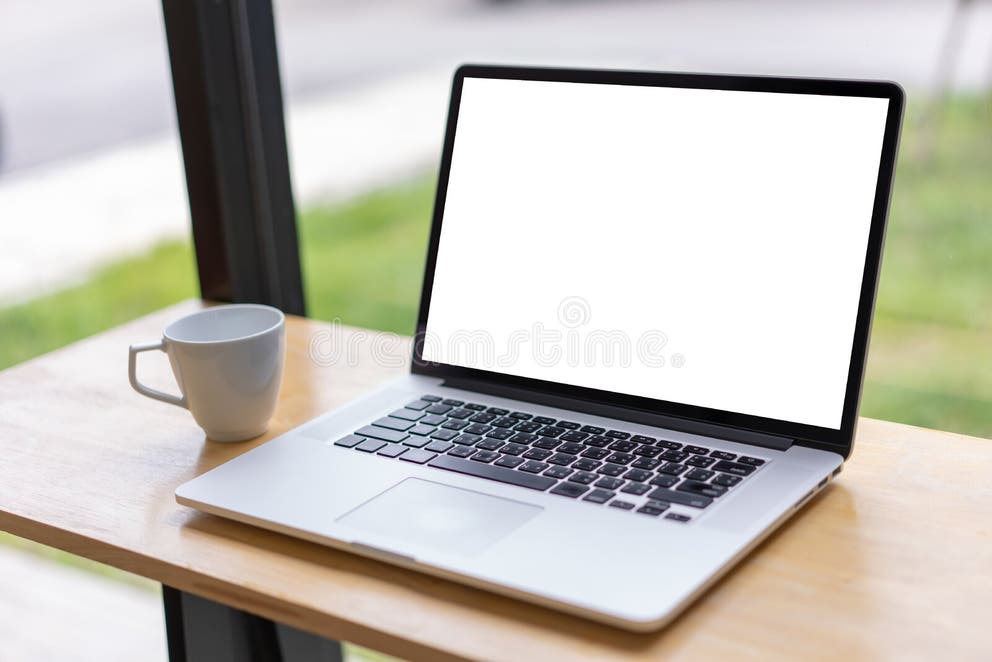 Mock Up Using Laptop with Blank Screen Computer Modern Stock Image ...