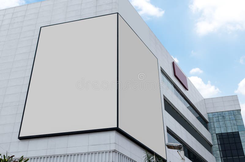 Mock Up Vertical White Corner LED Display Billboard on Building Stock ...