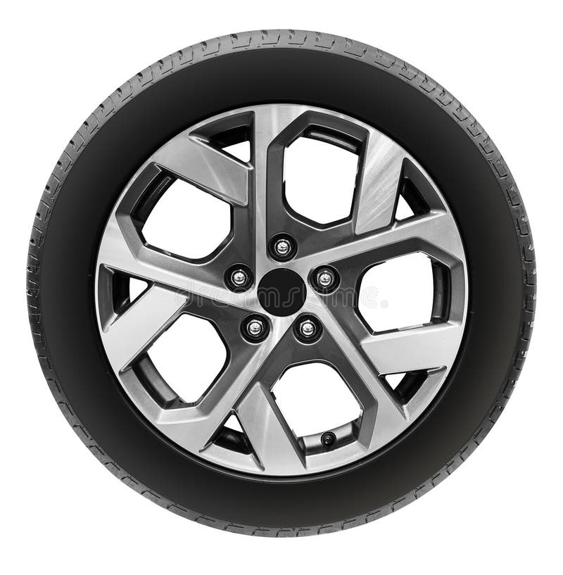 Mock Up Wheel with Tire Isolated on White Background with Clipping Path ...