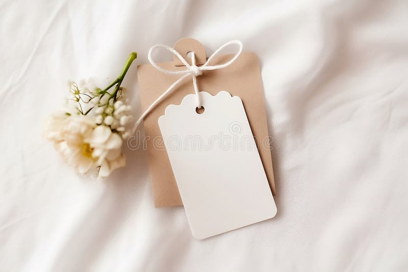 A Mock - Up of a White and Brown Empty Tag with a Rope Stock ...