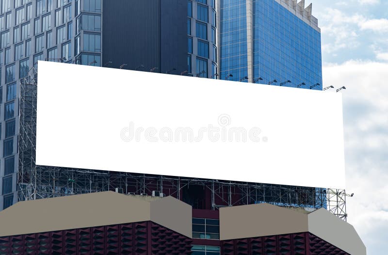 Mock Up White Horizontal Billboard on Rooftop Building .clipping Path ...