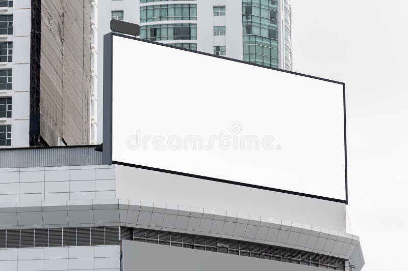 Mock Up White Horizontal Large LED Display Billboard on Rooftop ...