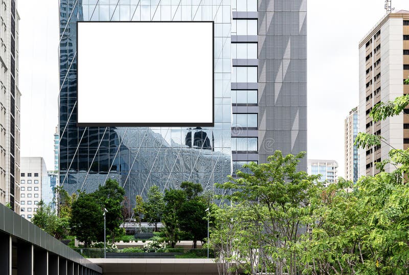 Mock Up White Horizontal Large LED Display Billboard on Tower Building ...
