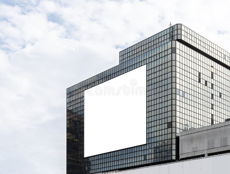 Mock Up White Horizontal Large LED Display Billboard on Tower Building ...