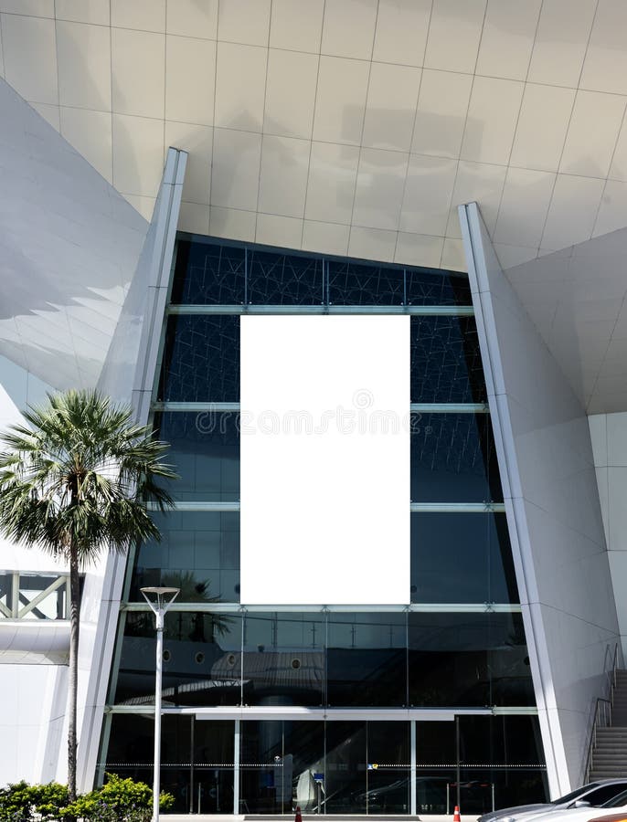 Mock Up White Large LED Display Vertical Billboard on Building ...