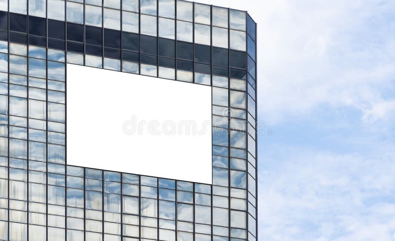 Mock Up White Large LED Display Vertical Billboard on Tower Building ...