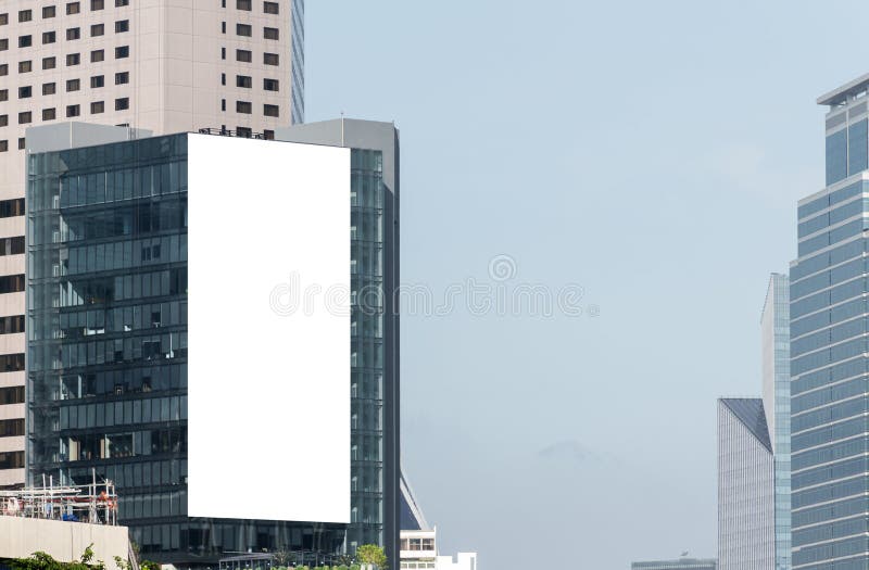 Mock Up Vertical LED Display Billboard on Towor Building .clipping Path ...