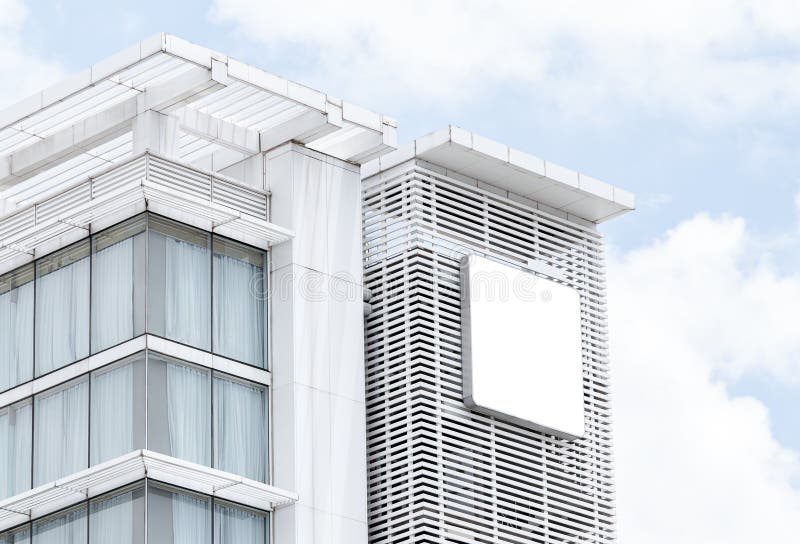 Mock Up White Light Box Billboard on Tower Building. Clipping Path for ...