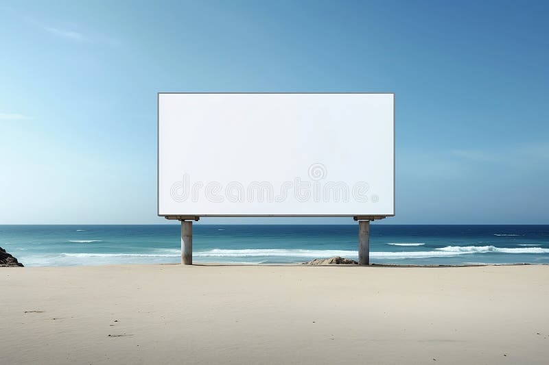 Mock Up White Outdoor Advertising Poster on the Beach Stock ...
