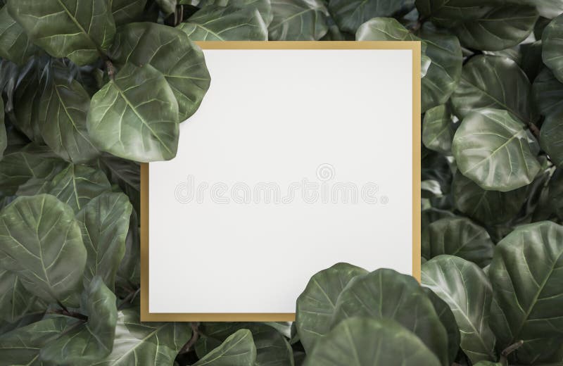 Mock Up White Paper on Tropical Green Leaf Background.,3d Model and ...