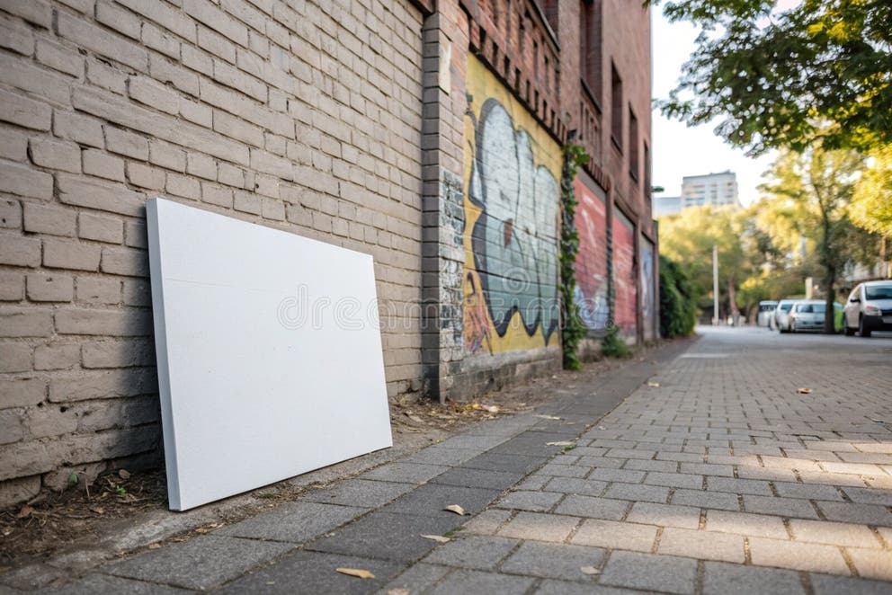Mock-up White Rectangle on Graffiti Wall Stock Illustration ...