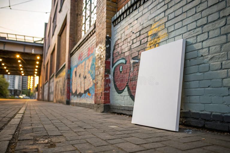 Mock-up White Rectangle on Graffiti Wall Stock Illustration ...