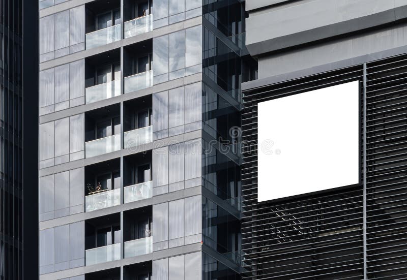 Mock Up White Square LED Display Billboard Office Building. Clipping ...