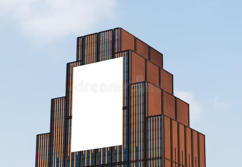 Mock Up White Vertical Large LED Display Billboard on Tower Building ...