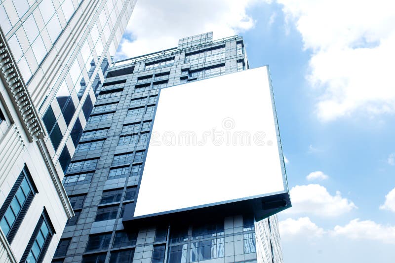 Mock Up White Vertical Large LED Display Billboard on Tower Building ...