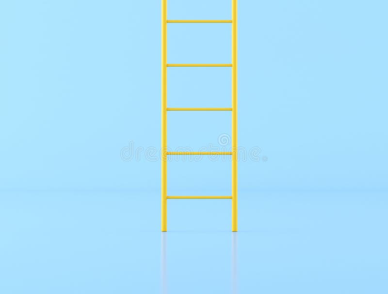 Mock Up of Yellow Ladder in Blue Wall,minimal, Concept Idea of ...