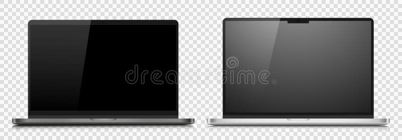 Mock-ups of Laptops in a Metal Case with Black and Gray Screens. Stock ...