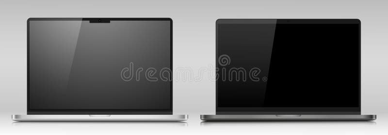 Mock-ups of Laptops in a Metal Case with Black Screens. Models of ...
