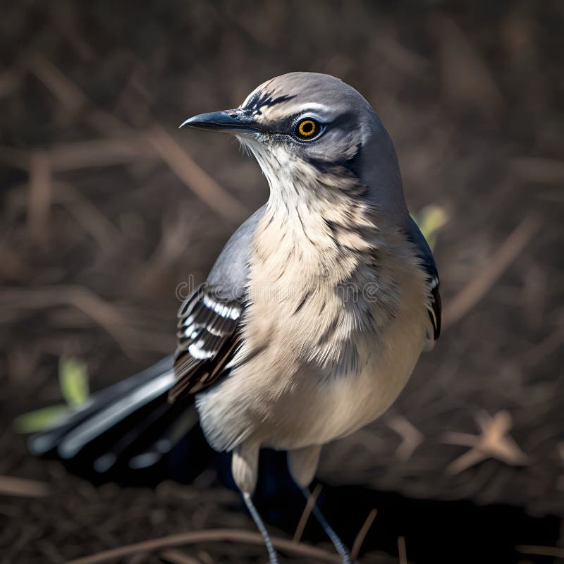 Mockingbird on the Ground stock illustration. Illustration of colors ...