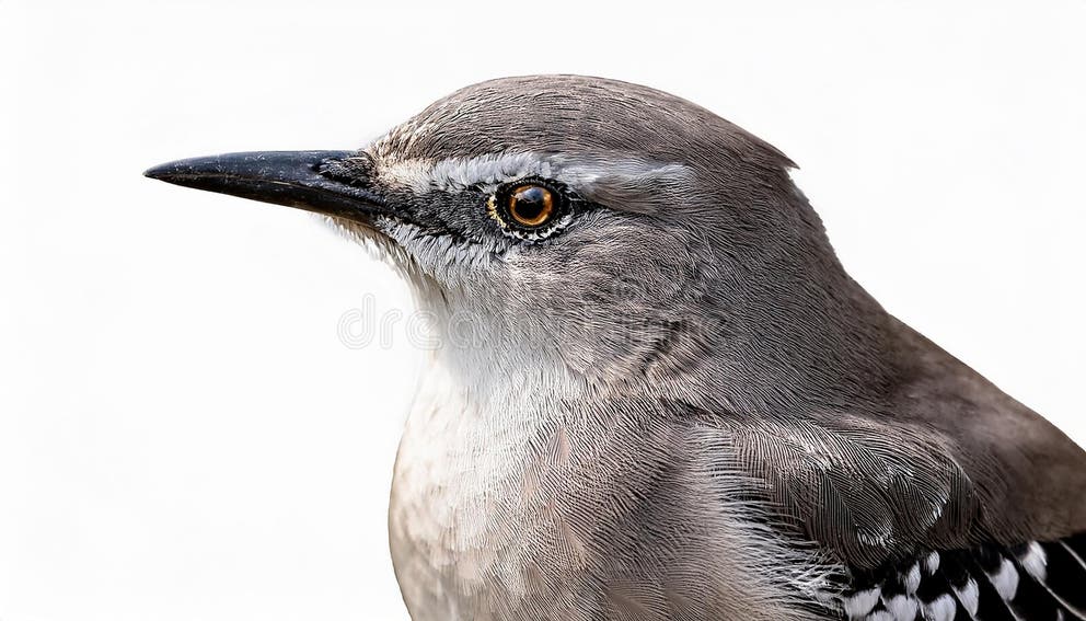 Mockingbird, Isolated on a White Background Stock Illustration ...