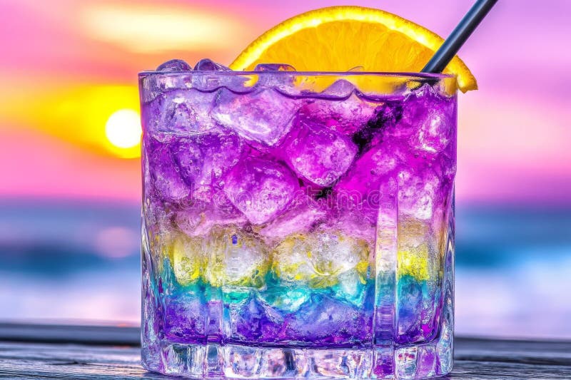 Mocktail Placed by the Swimming Pool with the Sky Featuring Sunset ...