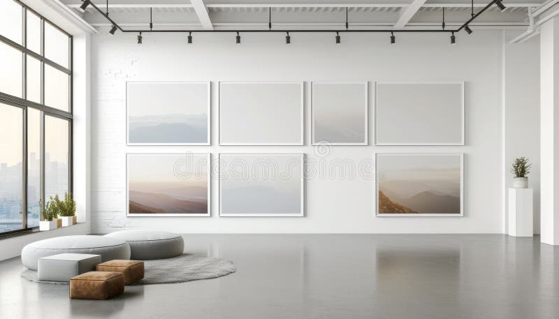 Mockup of an Art Gallery Wall with Rectangle Landscape. Generative AI ...