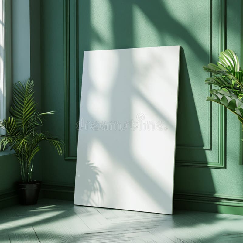 Mockup Artist Canvas in Vertical Format on Green Background. Format ...