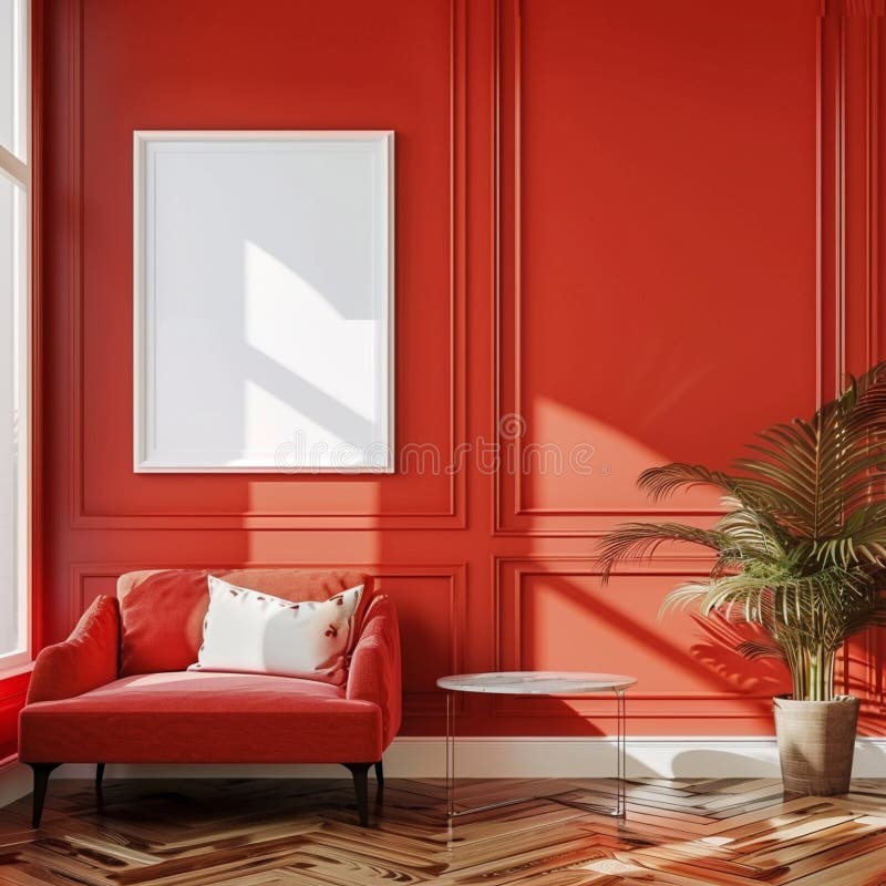 Mockup Artist Canvas in Vertical Format on Red Background. Format Front ...