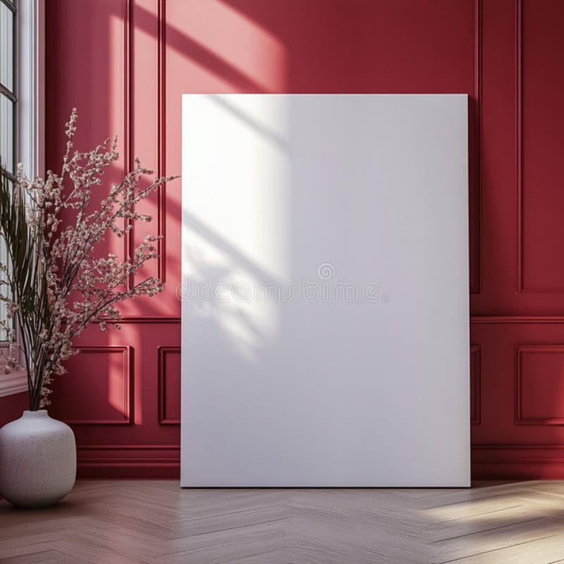 Mockup Artist Canvas in Vertical Format on Red Background. Format Front ...