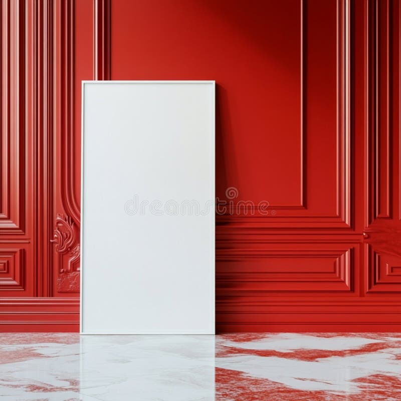 Mockup Artist Canvas in Vertical Format on Red Background. Format Front ...