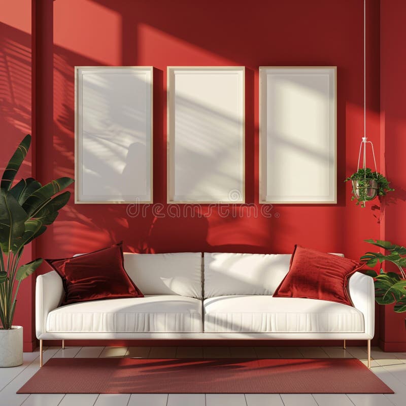 Mockup Artist Canvas in Vertical Format on Red Background. Format Front ...