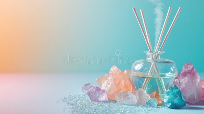 Mockup Banner Featuring an Aromatherapy Diffuser and Healing Crystals ...