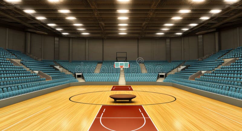 A Mockup of a Basketball Court with a Referee Table and a Tribune in ...