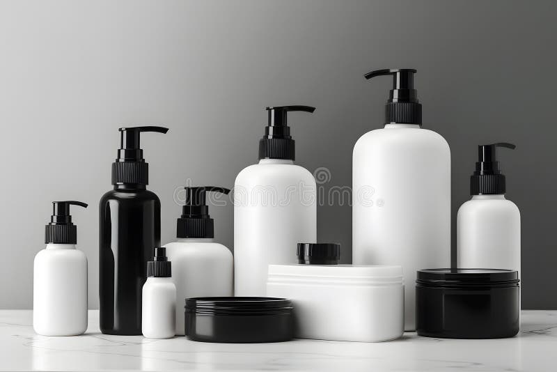 Mockup Beauty Products Bottle Set. Neural Network AI Generated Stock ...