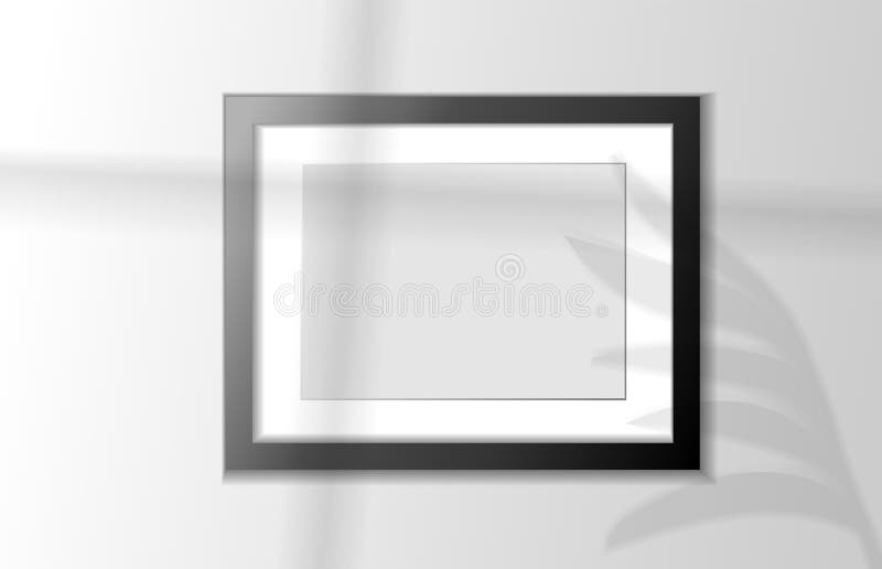 Mockup Black Frame Photo on Wall. Mock Up Artwork Picture Framed ...