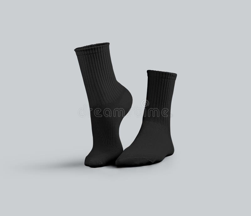 Mockup of Black Medium Socks with Textured Elastic Band, 3D Rendering ...