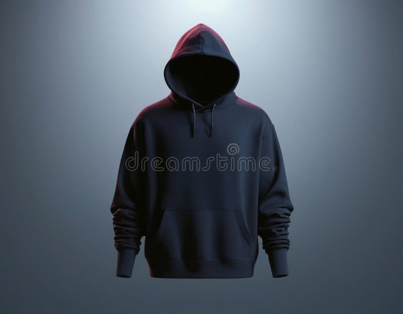 Mockup of a Black Stylish Hoodie Floating in the Air Stock Illustration ...