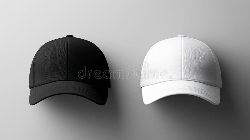 Black and White Baseball Cap Mockup Side by Side Stock Illustration ...