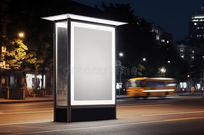 A Mockup of a Blank Advertising Light Box on a Bus Stop Stock ...