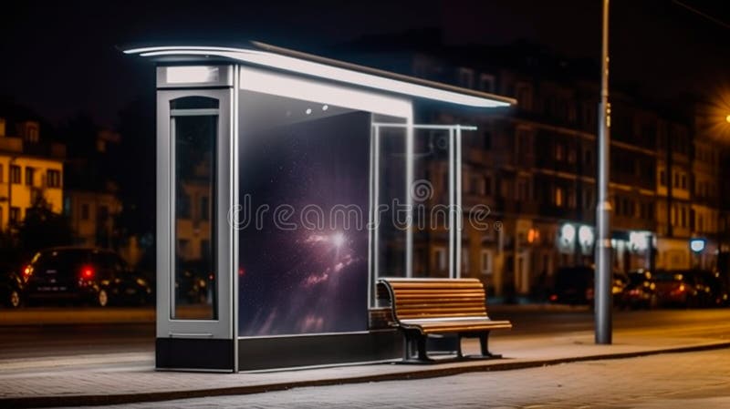 Mockup of Blank Advertising Light Box on the Bus Stop. Generative AI ...