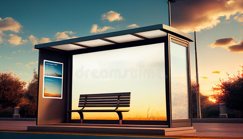 Mockup of Blank Advertising Light Box on the Bus Stop. Generative AI ...
