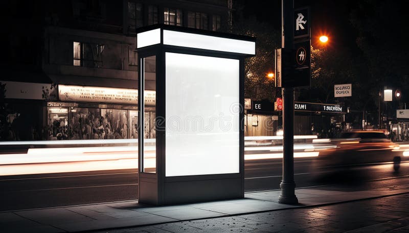 Mockup of Blank Advertising Light Box on the Bus Stop, Generative AI ...