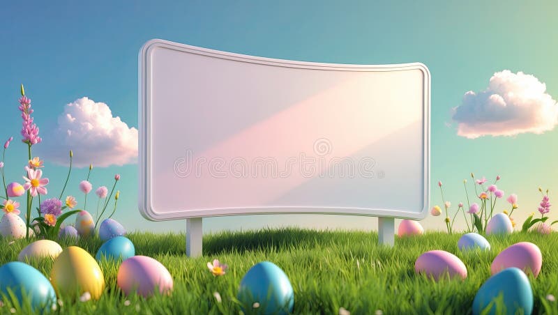 Mockup Blank Billboard White Space on Easter Theme Stock Illustration ...
