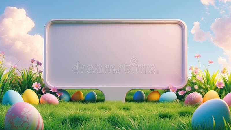 Mockup Blank Billboard White Space on Easter Theme Stock Illustration ...