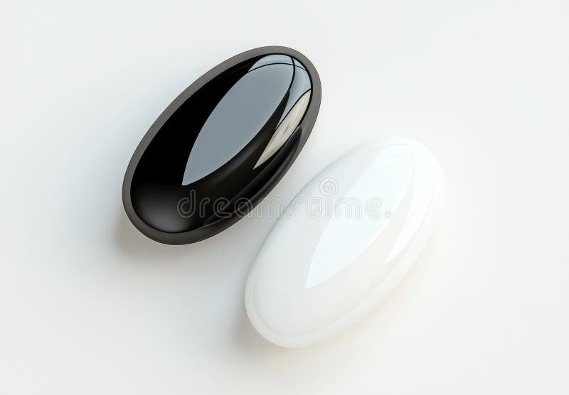 A Mockup of a Blank Black and White Ellipse Magnet, Viewed from the Top ...