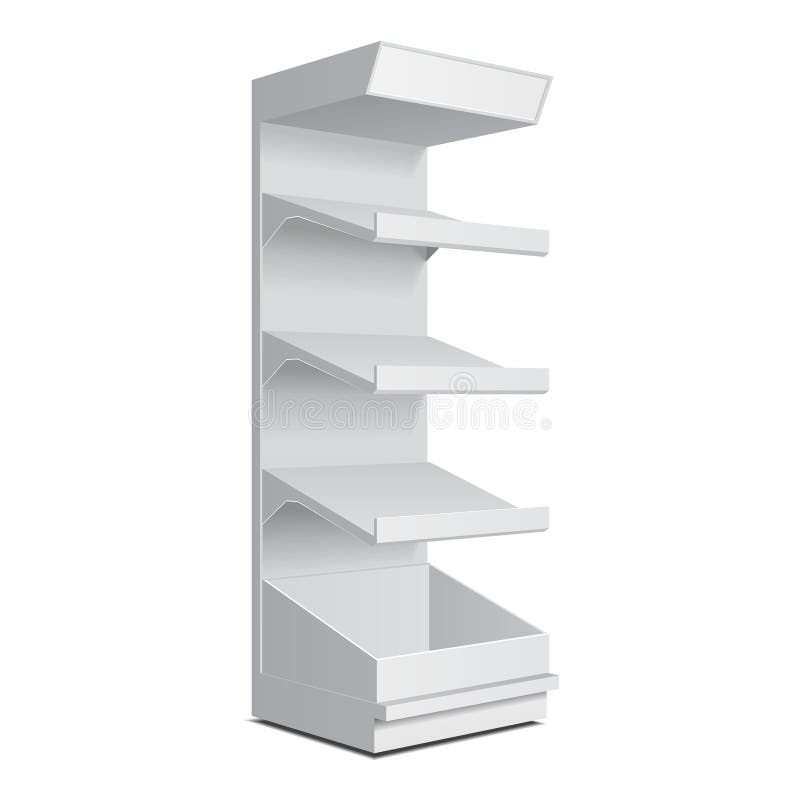 Blank Empty Showcase Display with Retail Shelves. Front View Stock ...